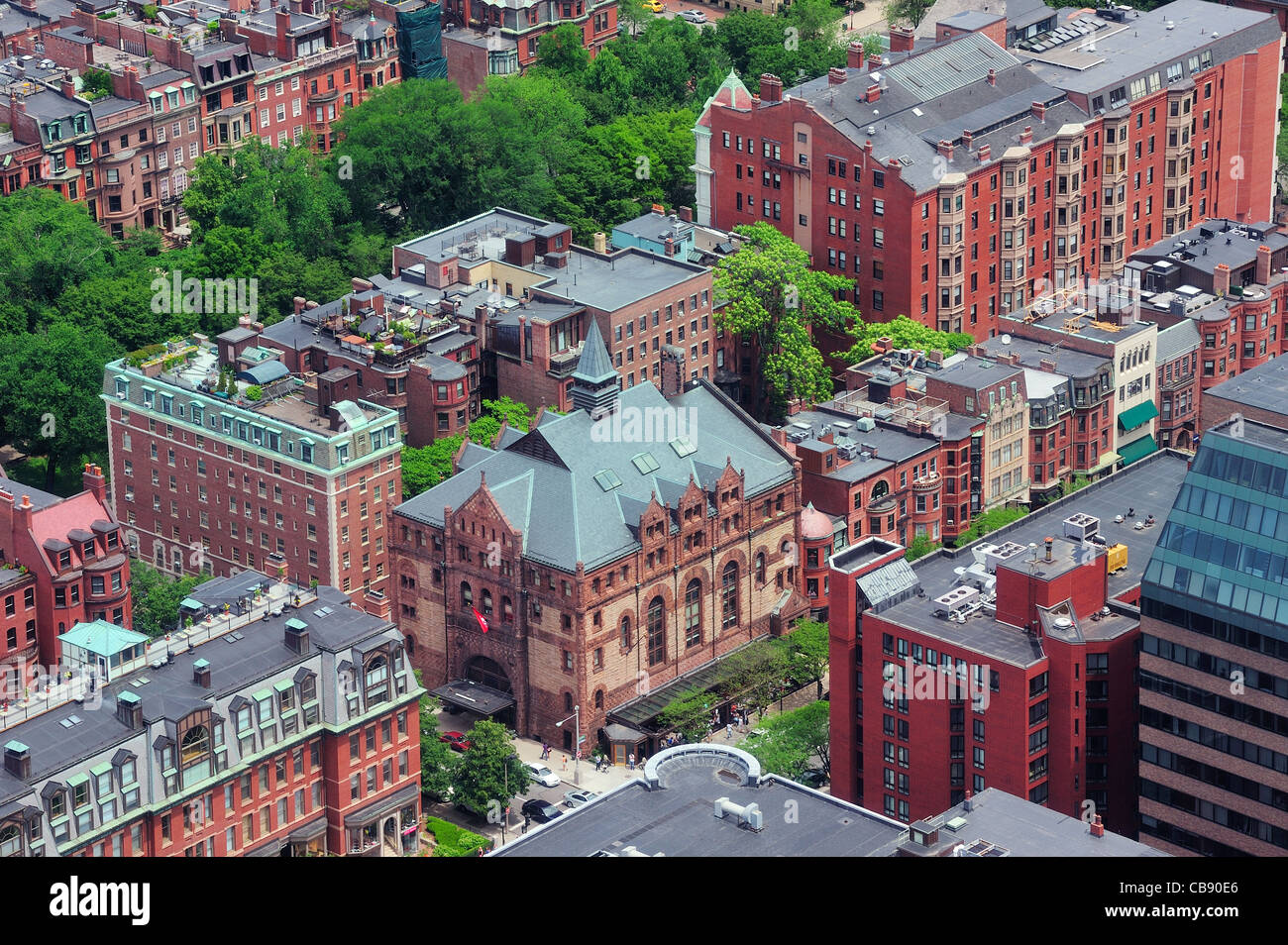 Boston downtown aerial view with historical architecture, street and ...