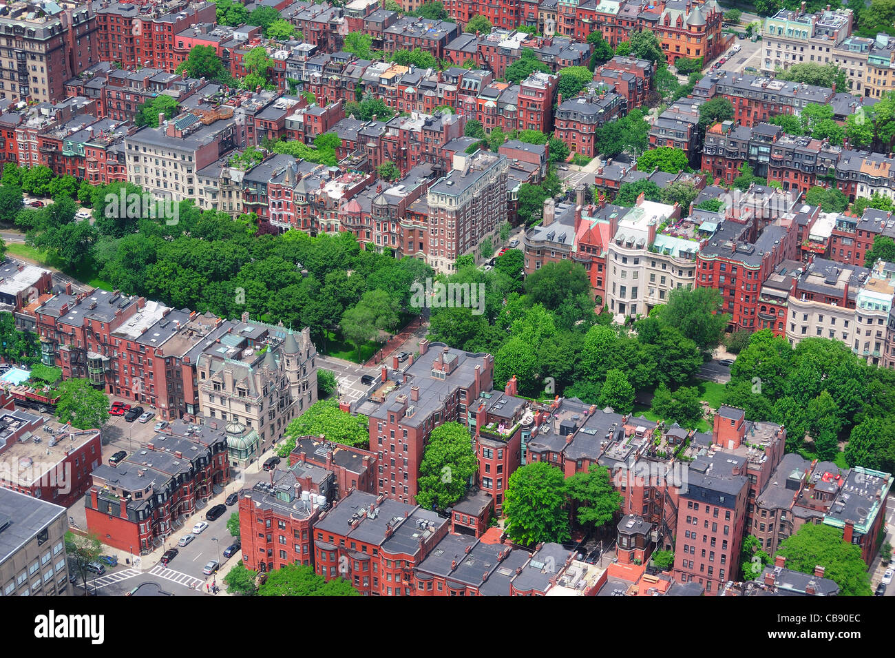 Boston downtown aerial view with historical architecture, street and ...