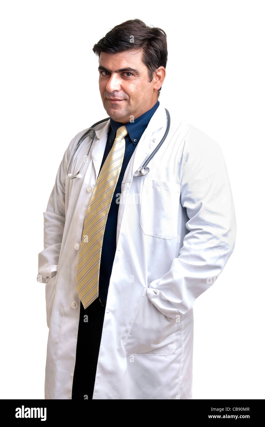 Doctor isolated against a white background Stock Photo - Alamy