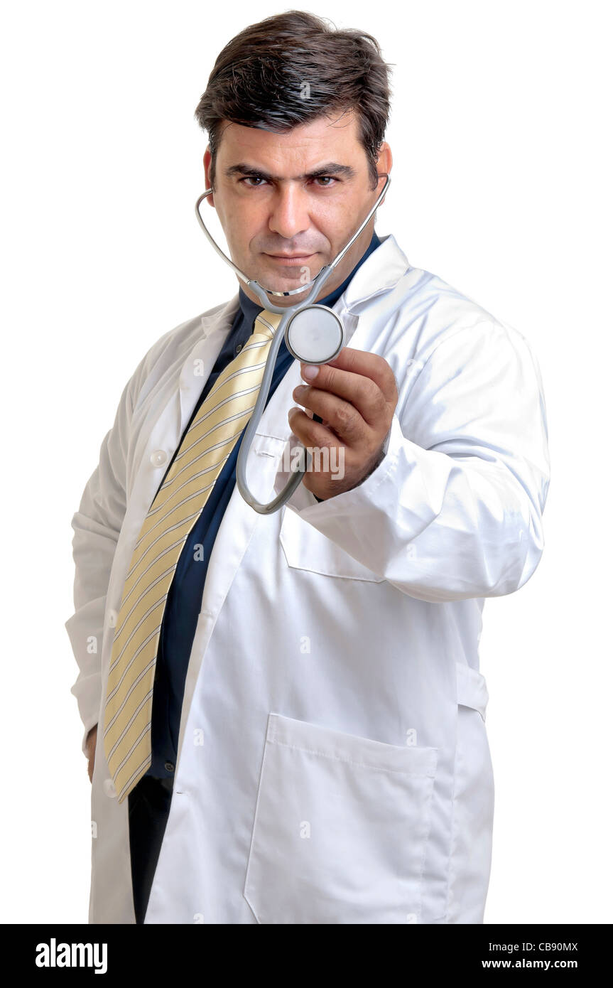 Doctor isolated against a white background Stock Photo - Alamy