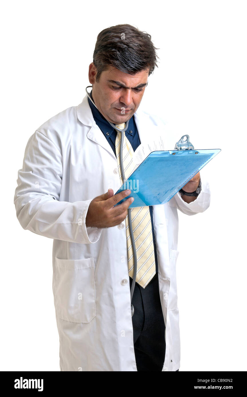 Doctor isolated against a white background Stock Photo - Alamy