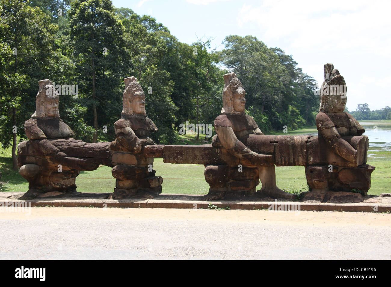 Demon statues lining the right side of the causeway leading to the ...
