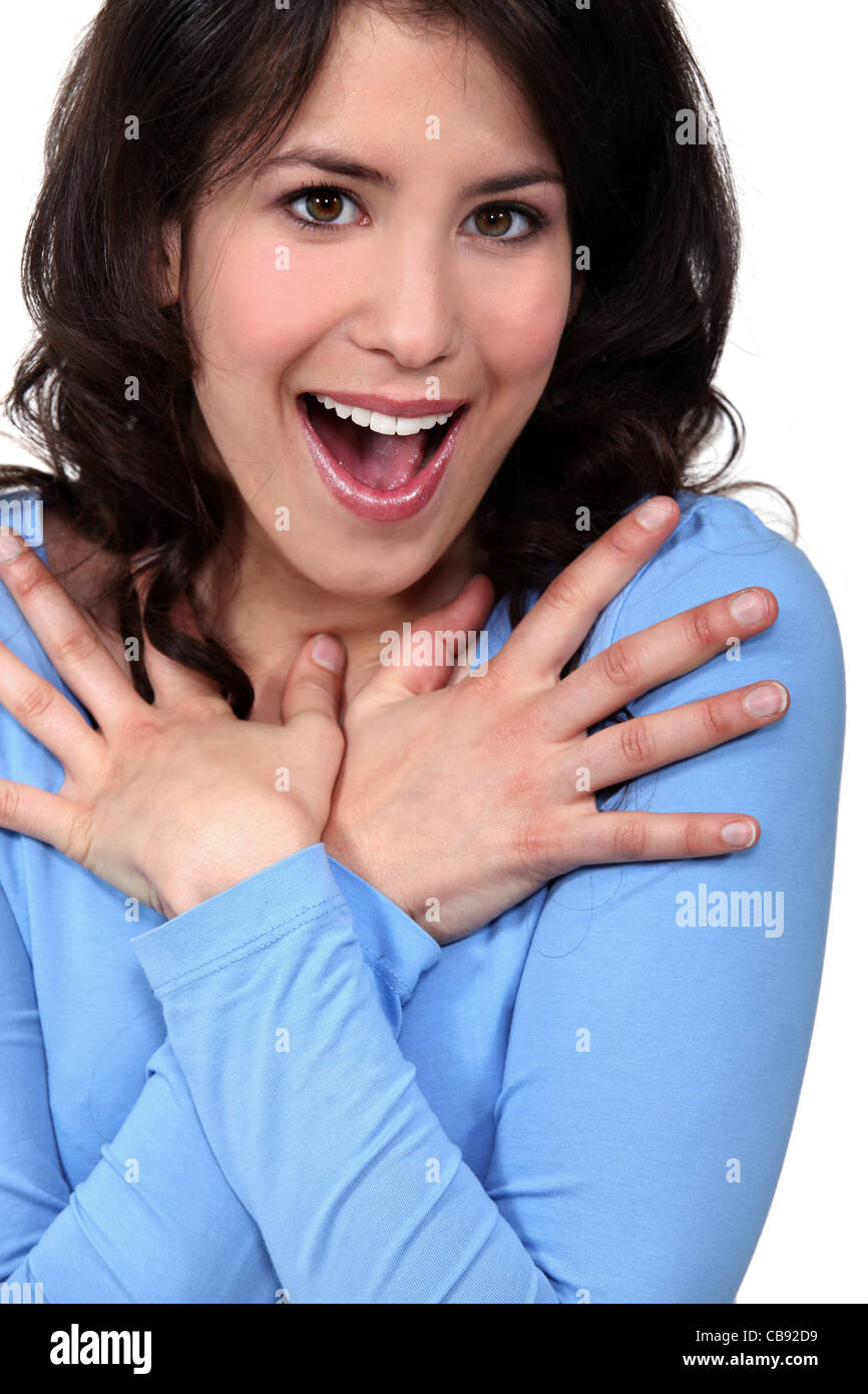 Delighted young woman Stock Photo - Alamy