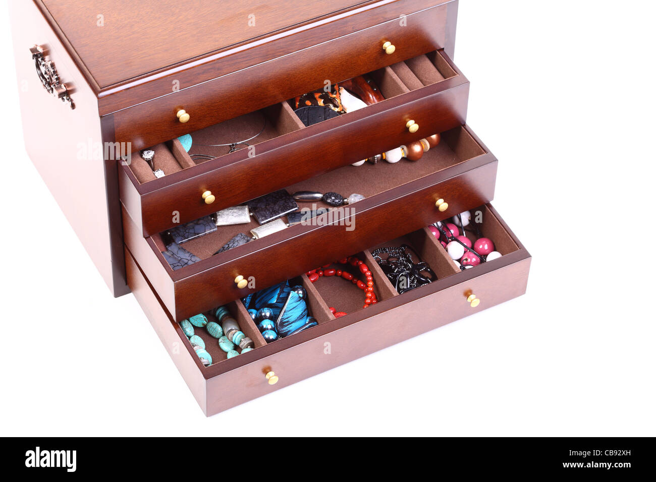 trunk with jewellery, isolated over white background Stock Photo - Alamy
