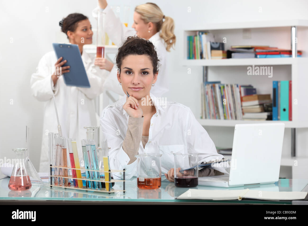 Girls in science class Stock Photo - Alamy