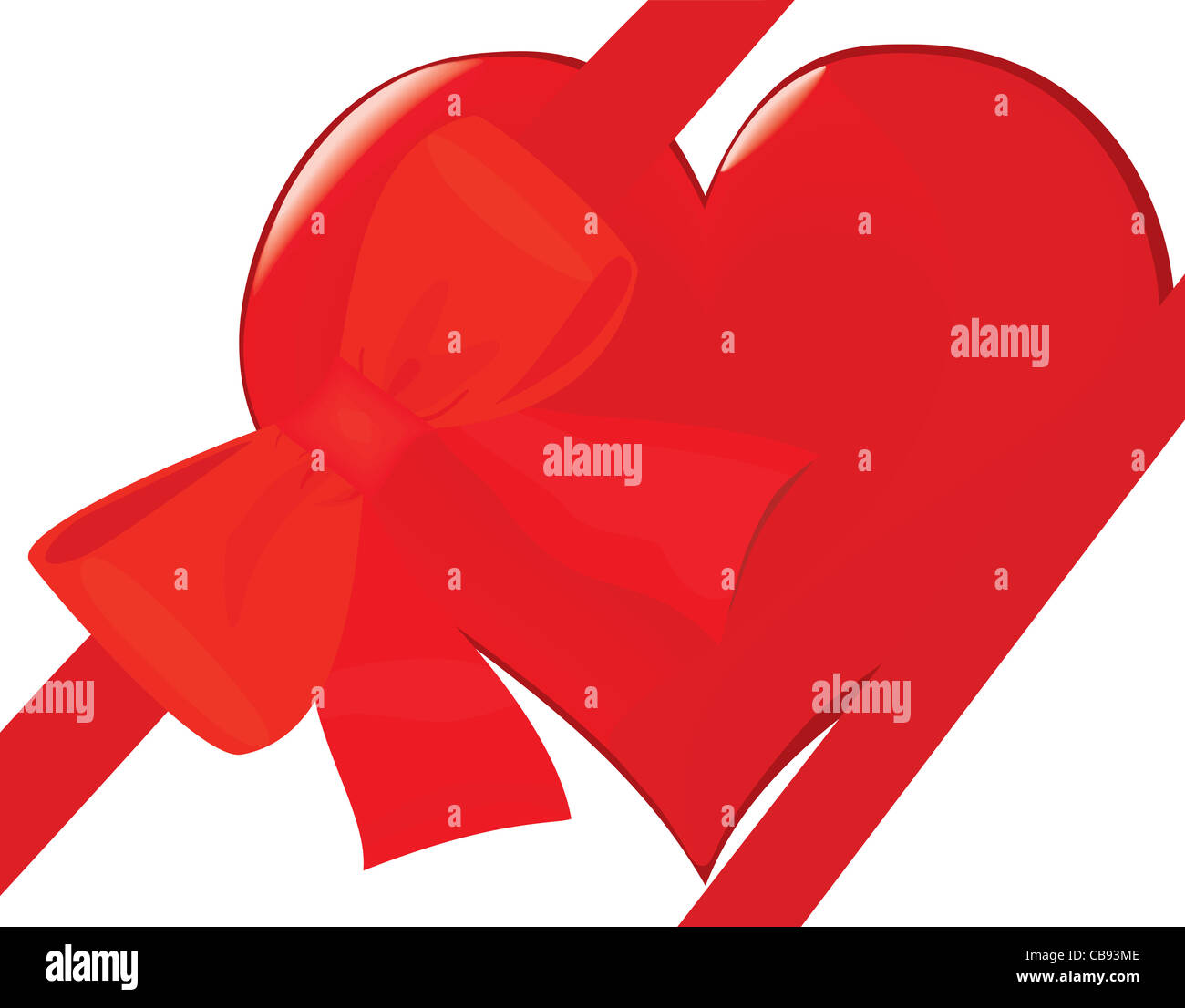 Heart which has been tied up by a red tape with a bow Stock Photo - Alamy