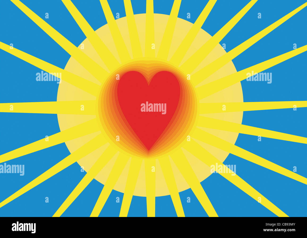 Sun with heart beams hi-res stock photography and images - Alamy
