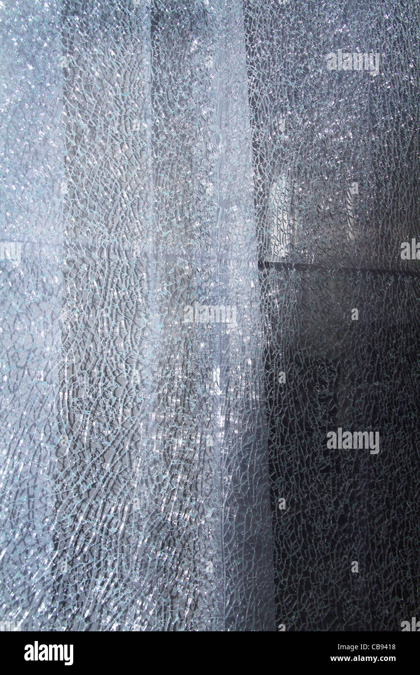 Broken glass in caravan window Stock Photo - Alamy