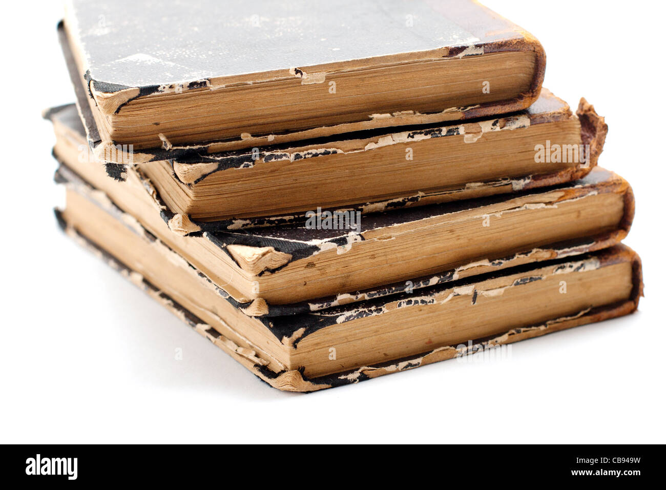 Old books on a white background. Book binding Stock Photo - Alamy