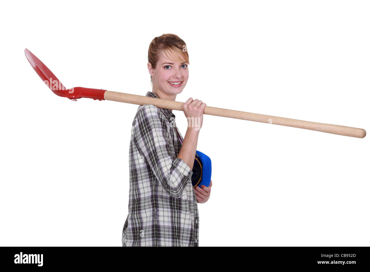 craftsman holding a shovel on his shoulder Stock Photo - Alamy