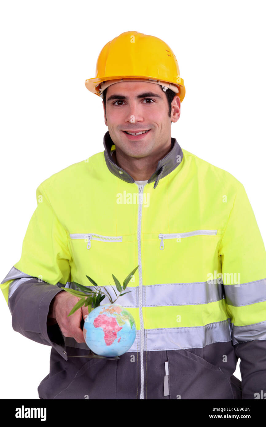Construction worker promoting ecology hi-res stock photography and ...
