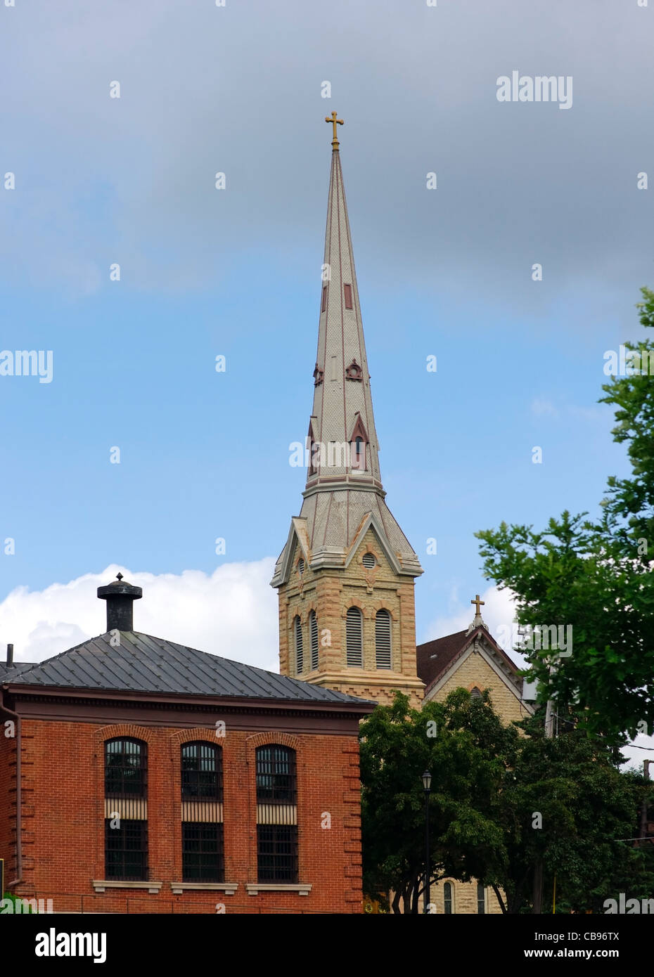 Tall church steeple adorned cross hi-res stock photography and images ...
