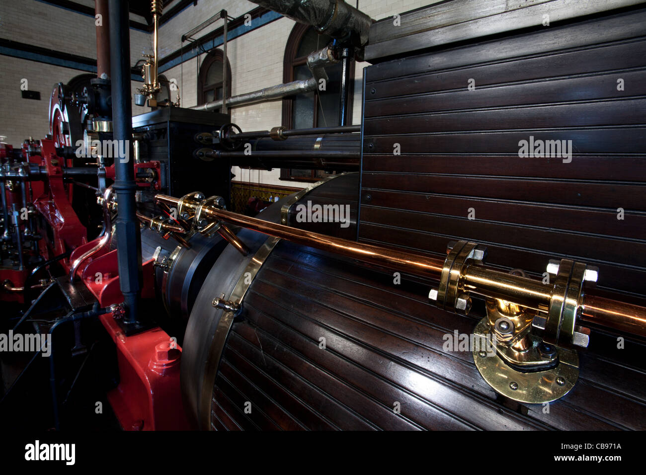 Tandem sewage pumping engine, Old Pumping Station, Cambridge, UK Stock ...