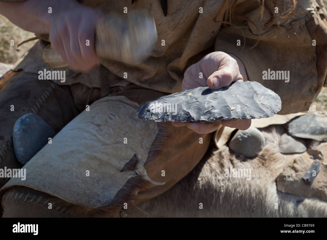 Flint knapping hi-res stock photography and images - Alamy