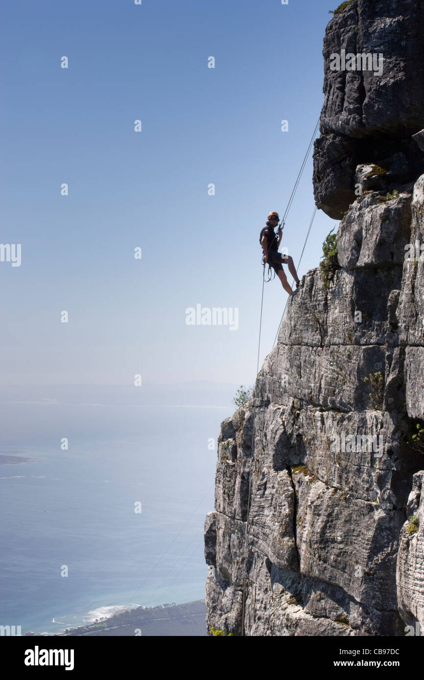 Cape Town: Table Mountain abseiling down from summit to Camps Bay Stock ...