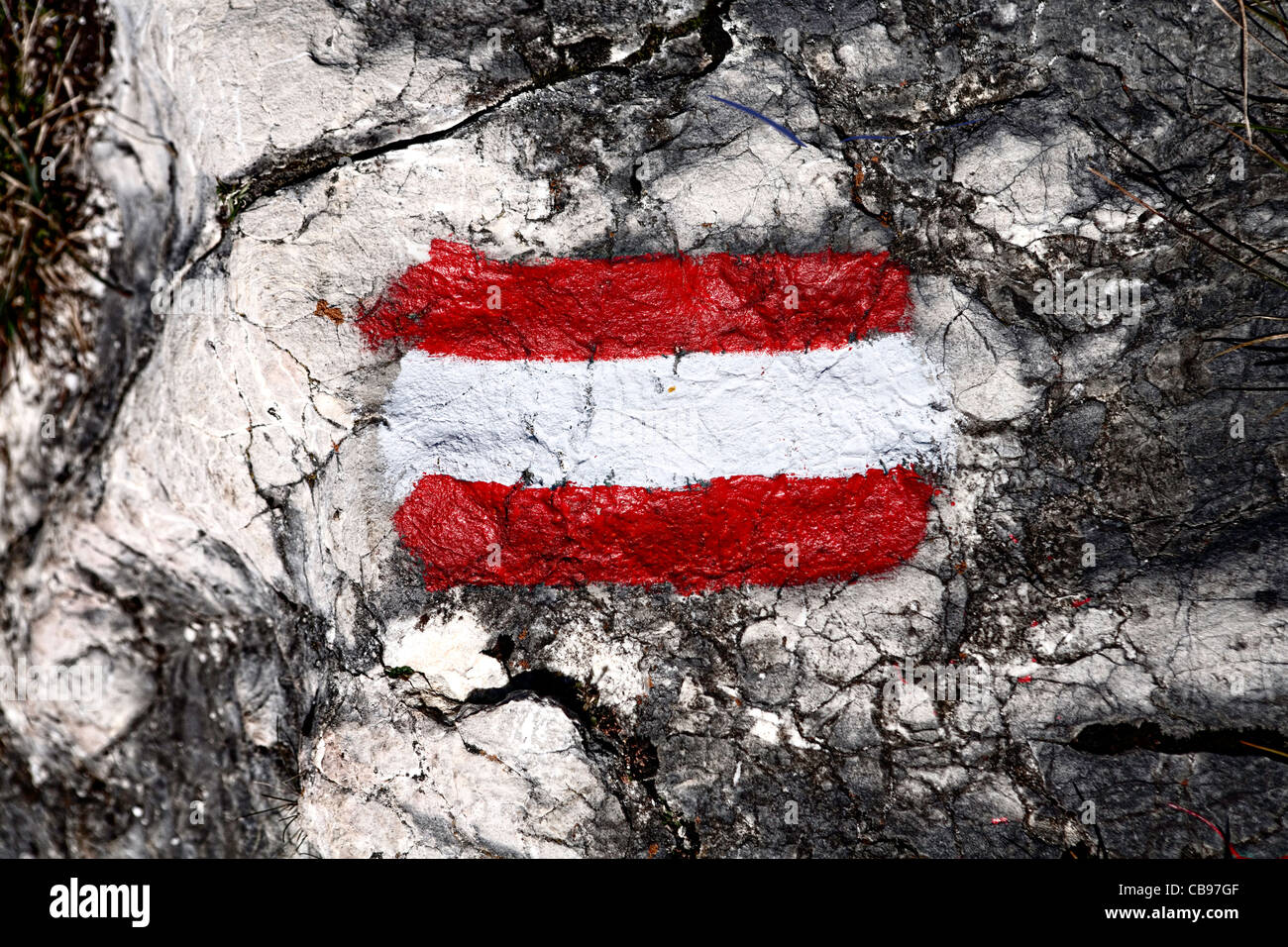 Austrain flag painted on a stone, Rofan, Austria Stock Photo - Alamy