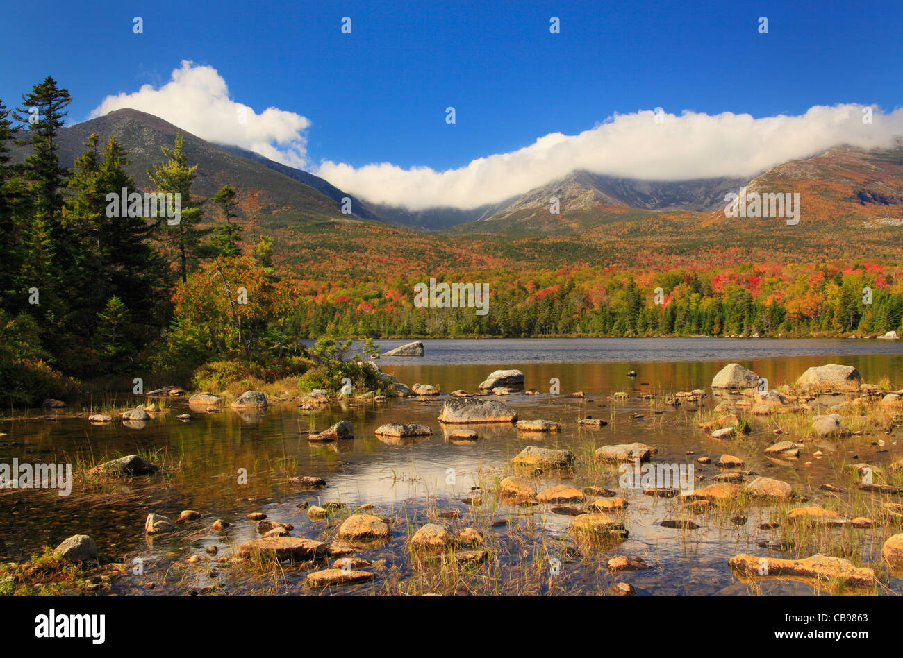 Sandy Stream Pond with Mount Katahdin, Baxter State Park, Millinocket ...