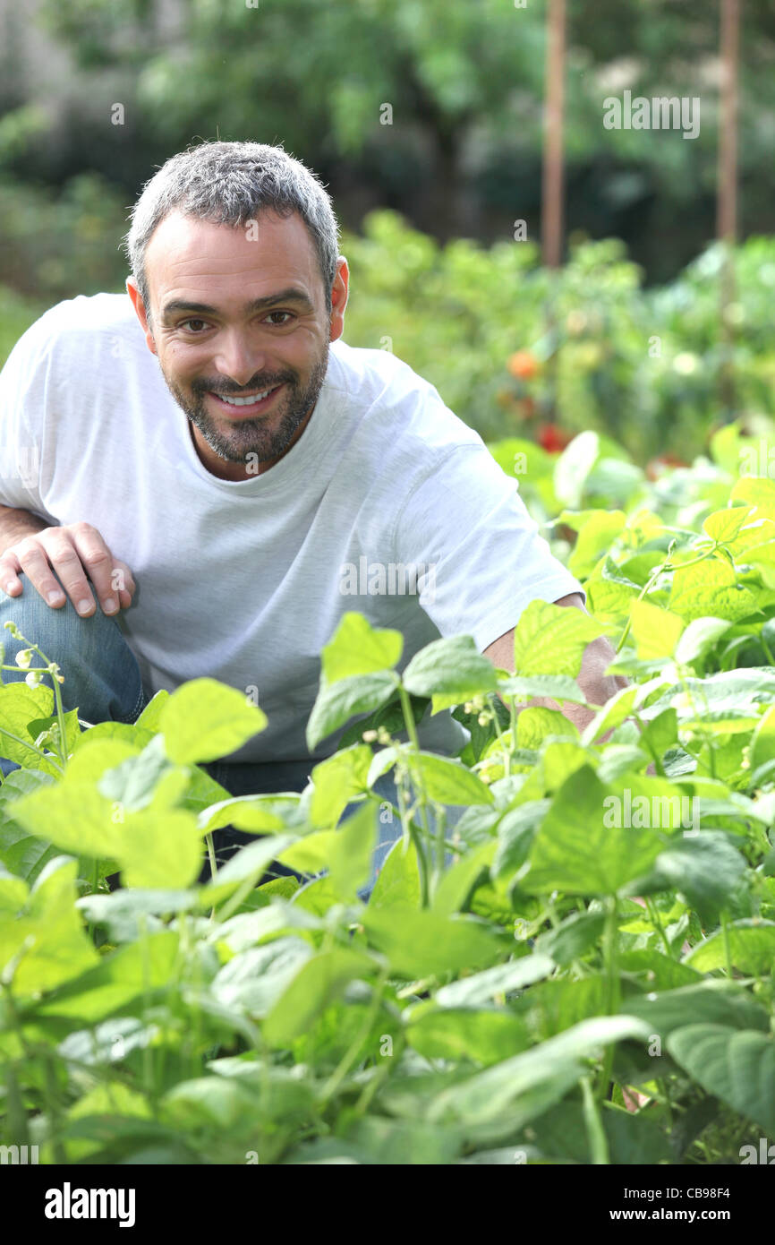 Man in his garden Stock Photo - Alamy