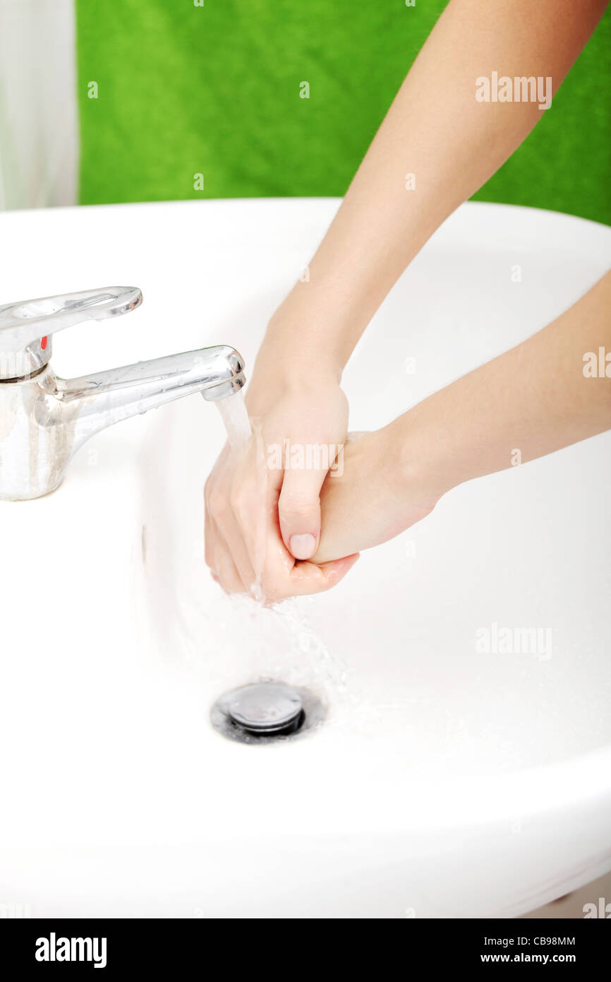 Hands closeup while being washed in the basin Stock Photo - Alamy