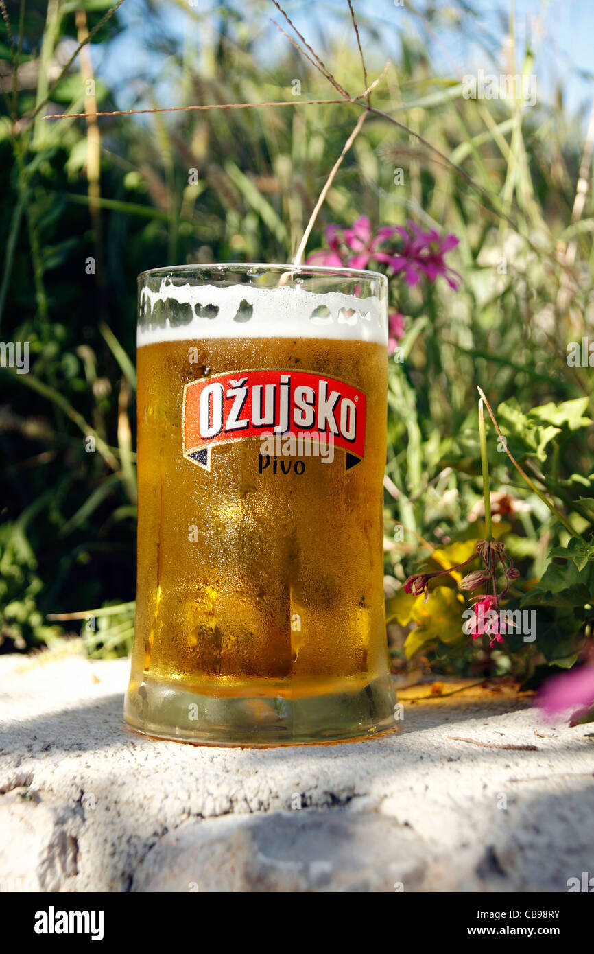 Ozujsko beer mug, Croatia Stock Photo - Alamy