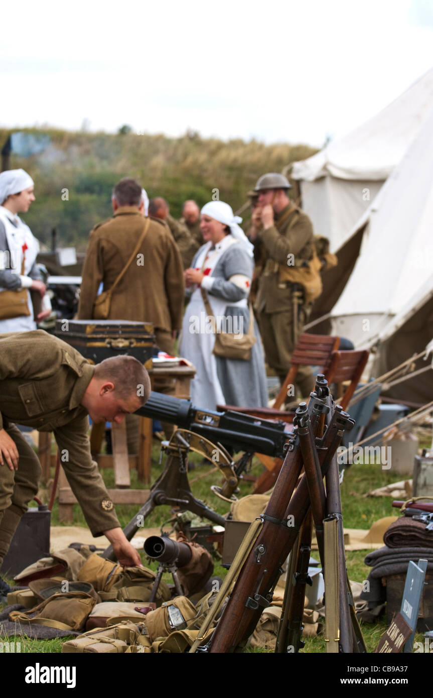 Scene from a re-enactment of First World War scenes to mark the 90th ...