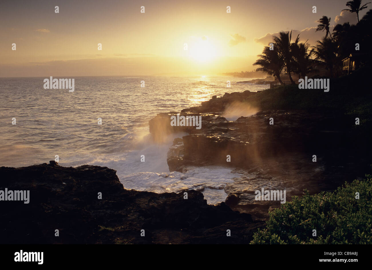 Hawaii, Kauai, Poipu Oceanscape at sunset Stock Photo - Alamy