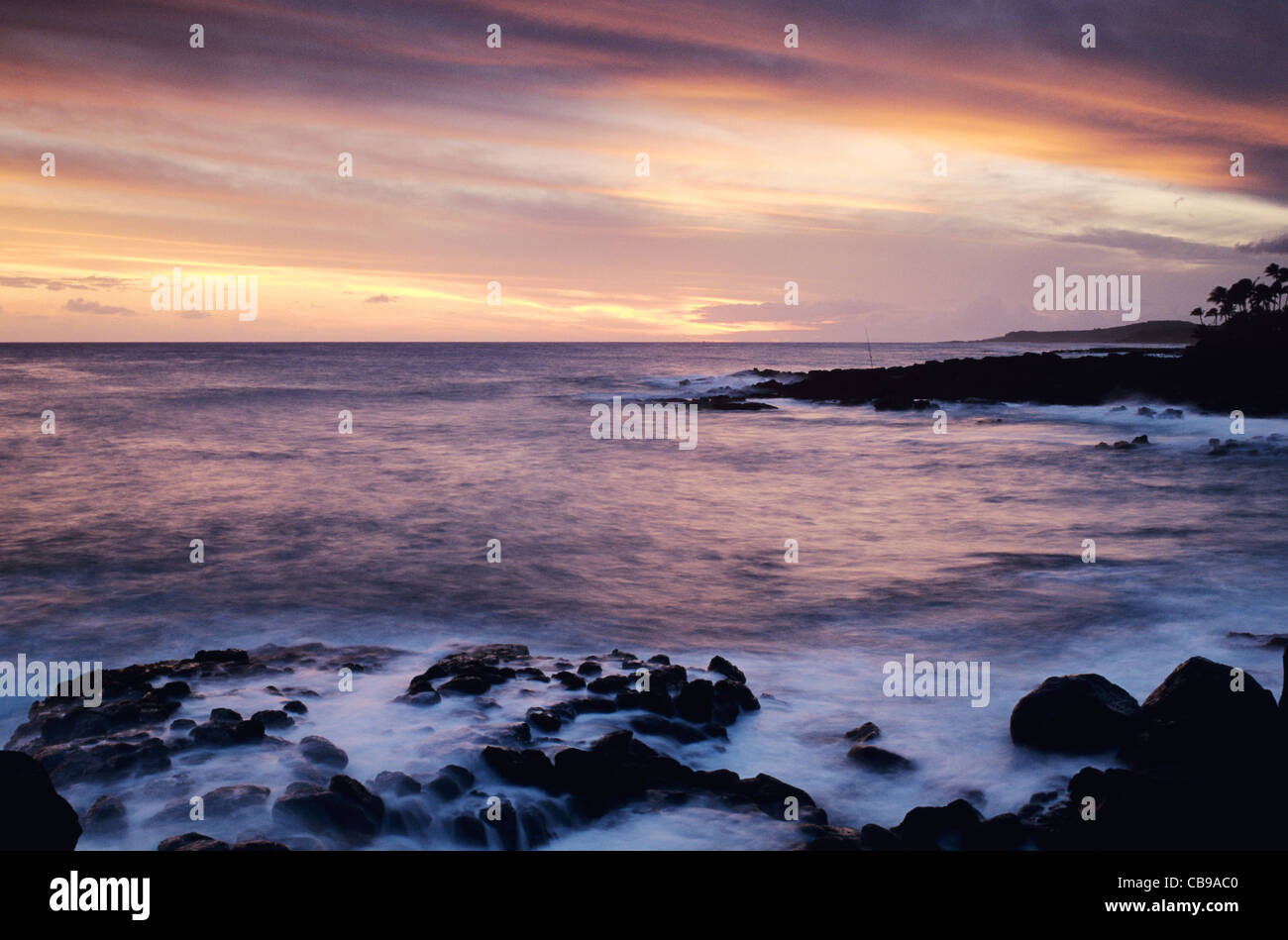 Hawaii, Kauai, Poipu Oceanscape at sunset Stock Photo - Alamy