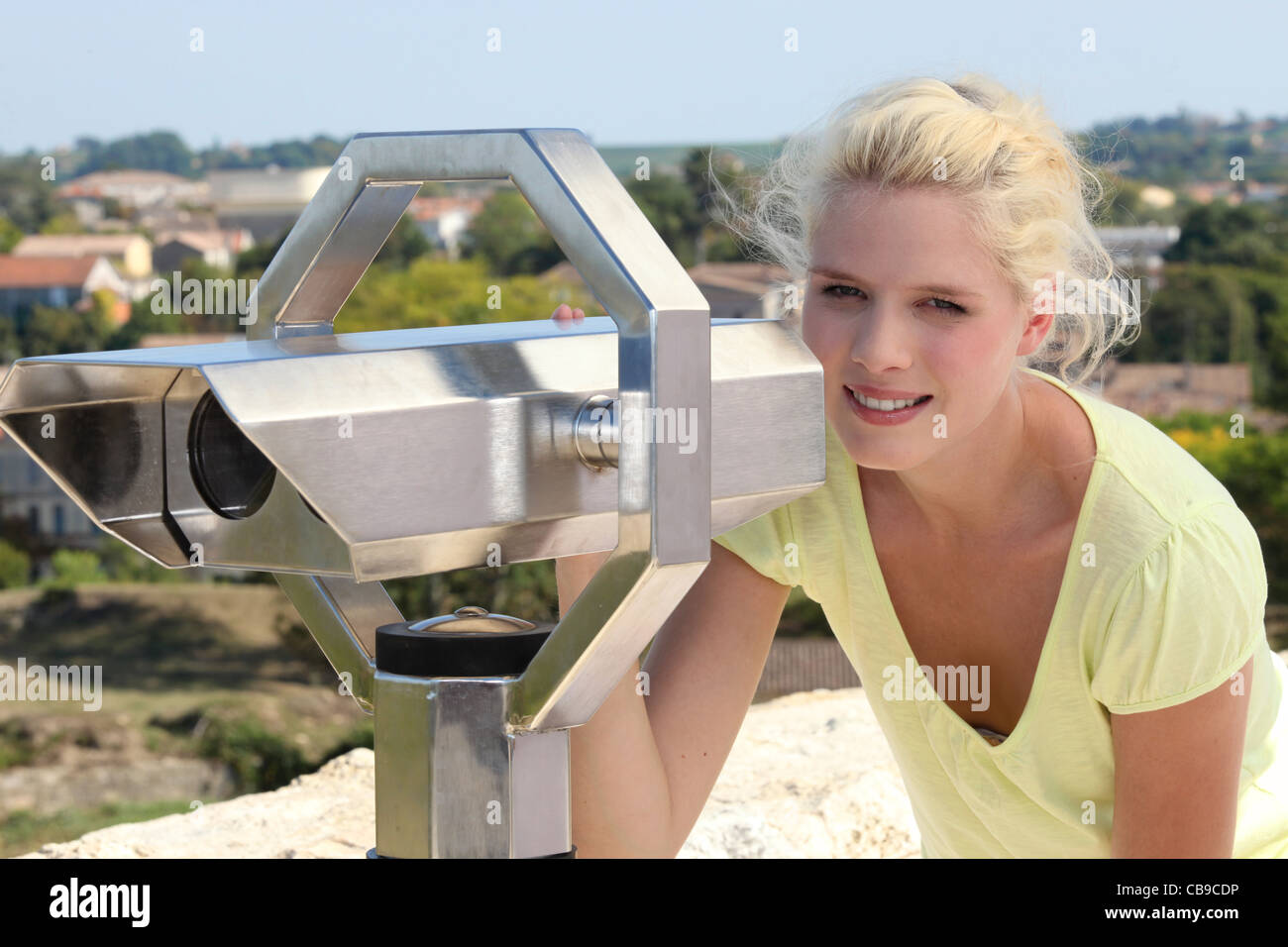 portrait of a woman on scenic view point Stock Photo - Alamy