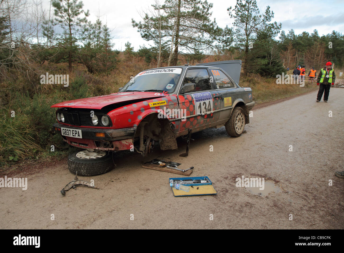 rally car roadside repairs Stock Photo - Alamy