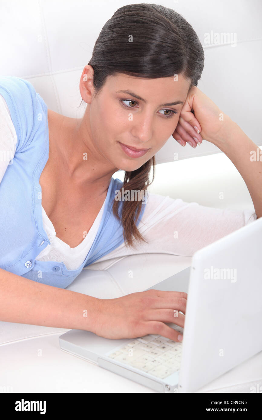 Woman browsing the Internet Stock Photo - Alamy