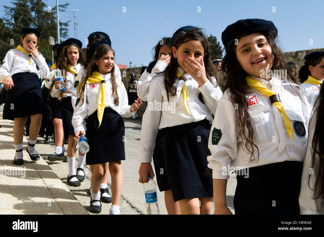 Palestinian girl scouts in a procession Stock Photo - Alamy