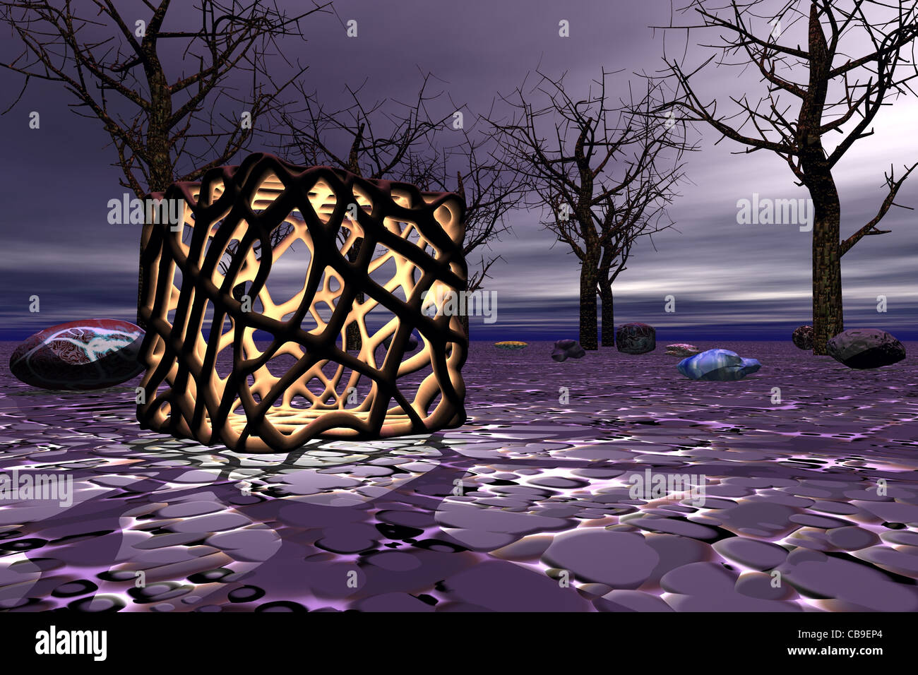 Strange Package from Outer Space In A Spooky Stormy Landscape Stock ...