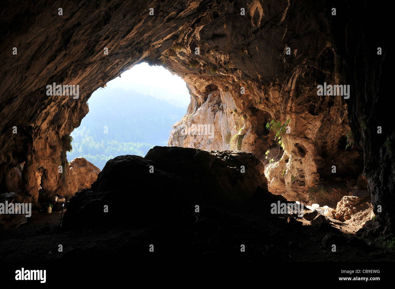Israel, Carmel Mountain, Rakefet cave. Recent excavation have unearthed ...