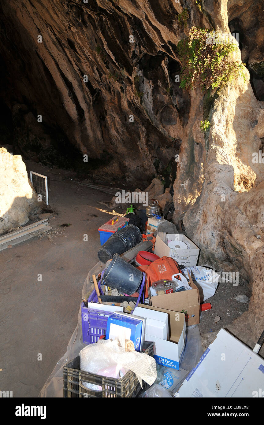 Israel, Carmel Mountain, Rakefet cave. Recent excavation have unearthed ...