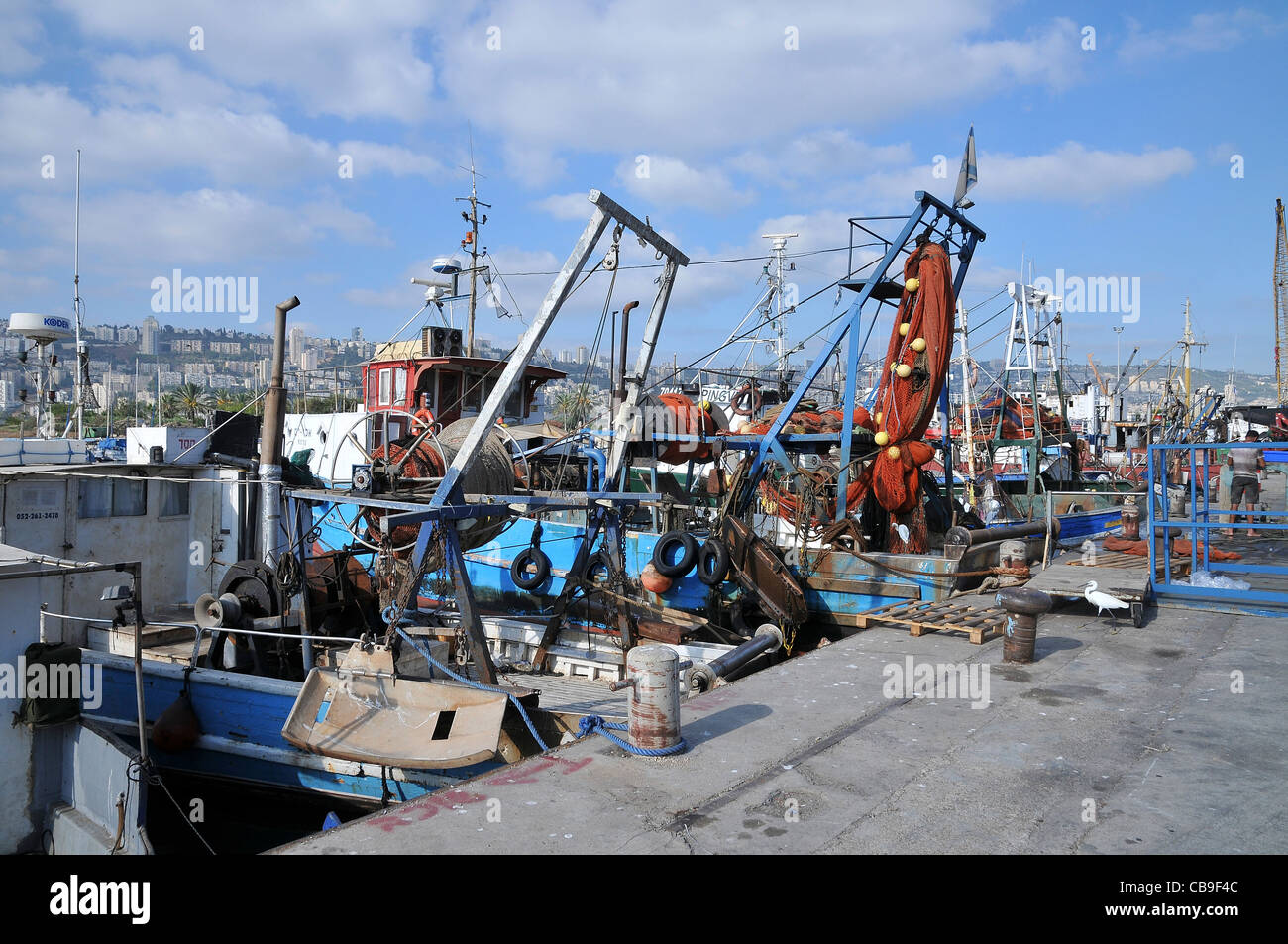 Israel, Bay of Haifa, The Kishon Port. used by fisherman and yacht ...