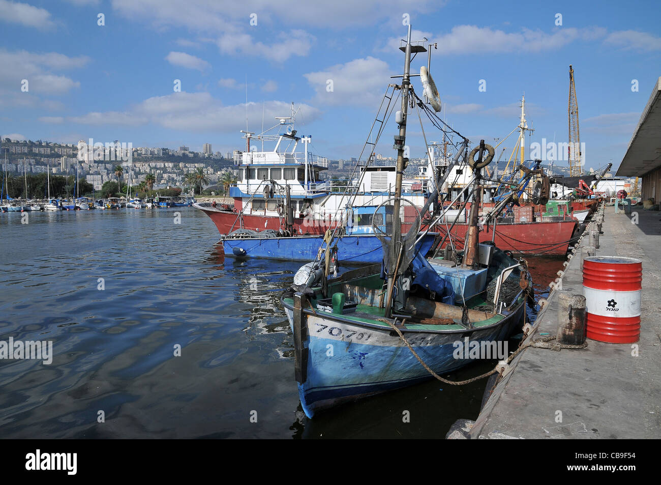 Israel, Bay of Haifa, The Kishon Port. used by fisherman and yacht ...