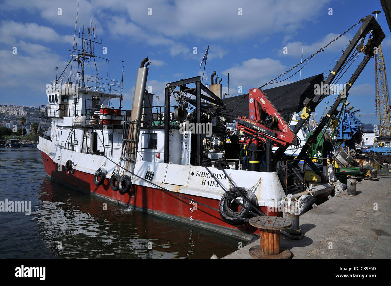 Israel, Bay of Haifa, The Kishon Port. used by fisherman and yacht ...