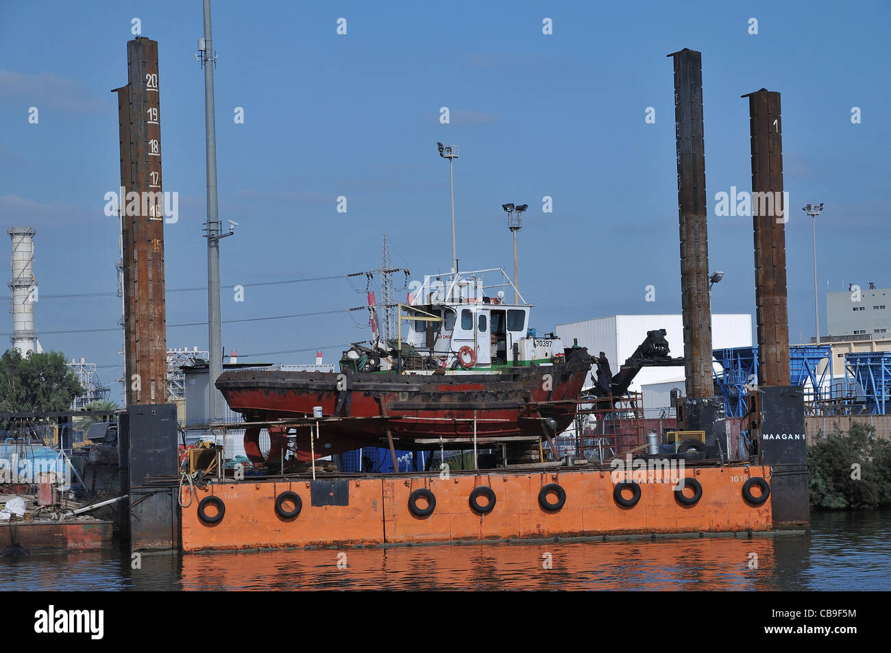Israel, Bay of Haifa, The Kishon Port. used by fisherman and yacht ...