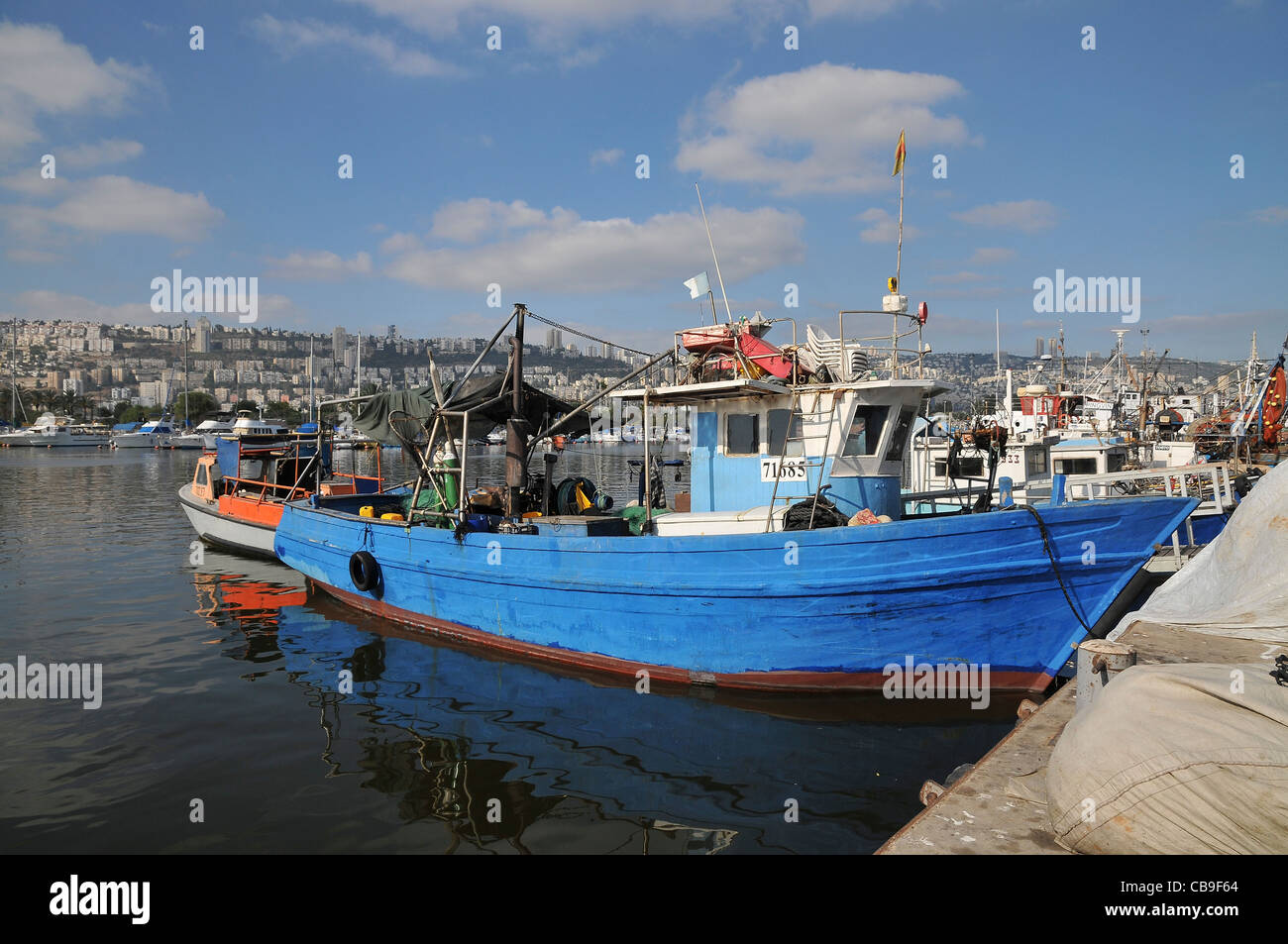 Israel, Bay of Haifa, The Kishon Port. used by fisherman and yacht ...