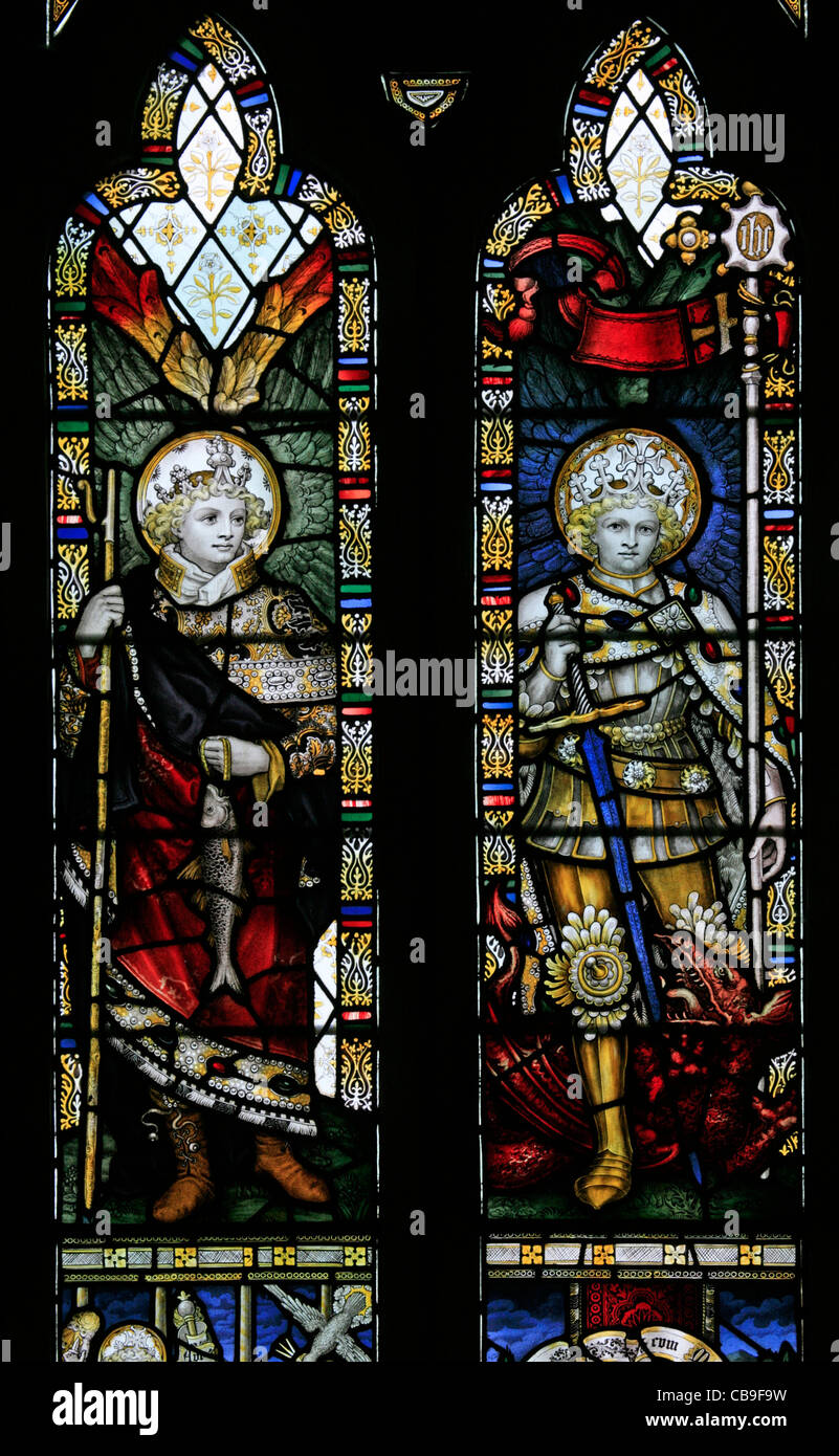 Stained glass window by the Kempe Studios depicting the Archangels ...