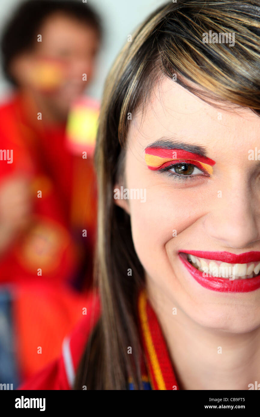 Female Spanish football fan Stock Photo - Alamy