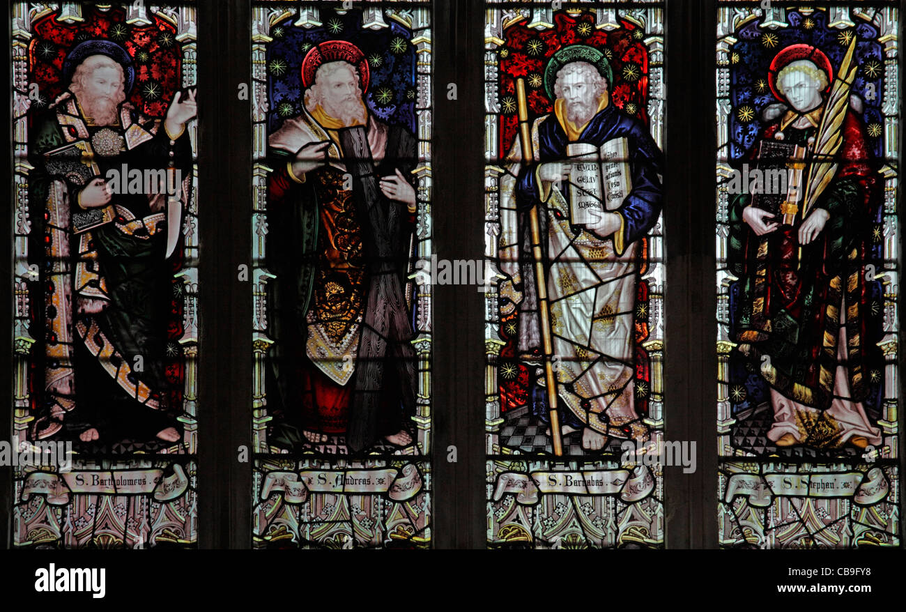 A stained glass window by the Kempe Studios depicting Saints ...