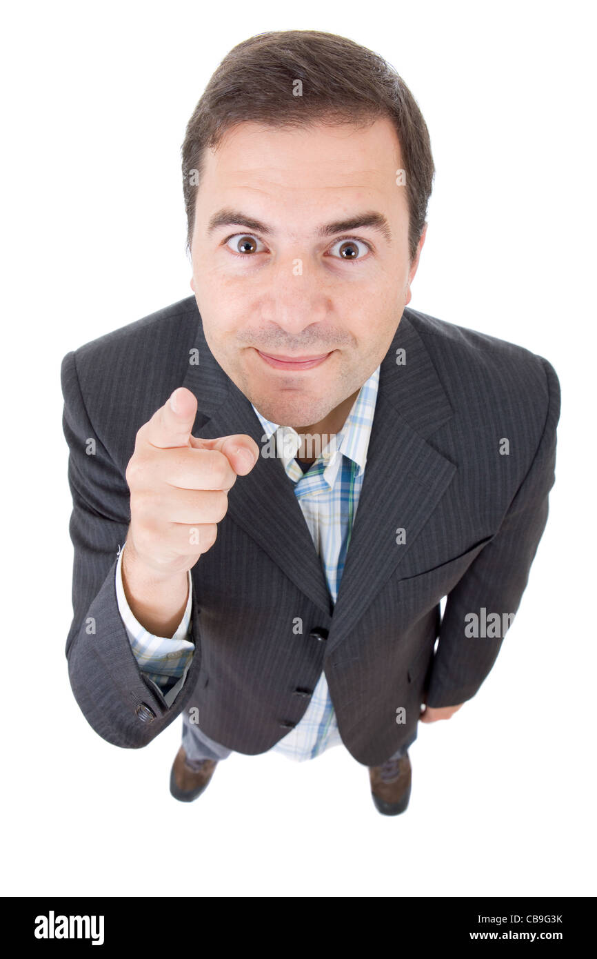 young casual man full body pointing, in a white background Stock Photo ...