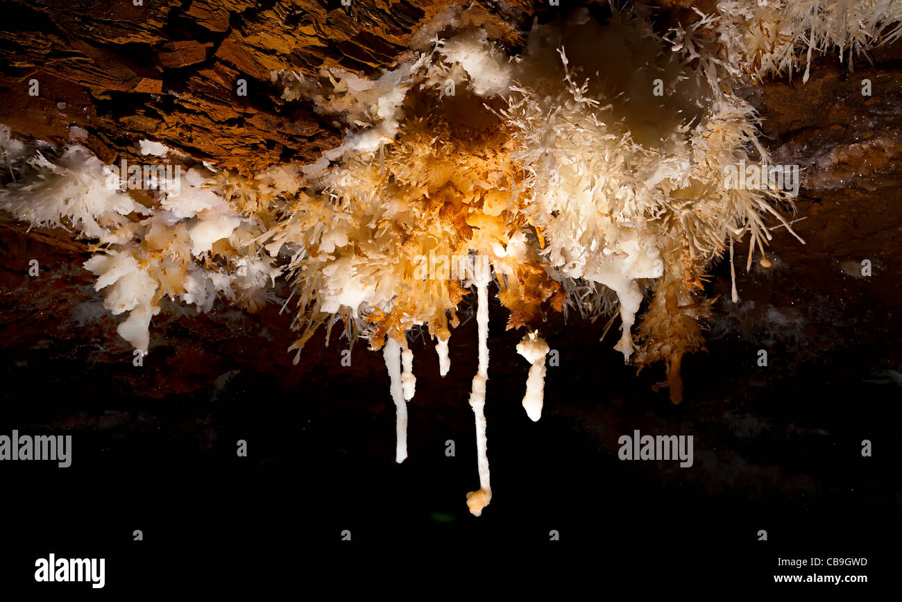 Cave formations stalactites and crystals France Stock Photo - Alamy