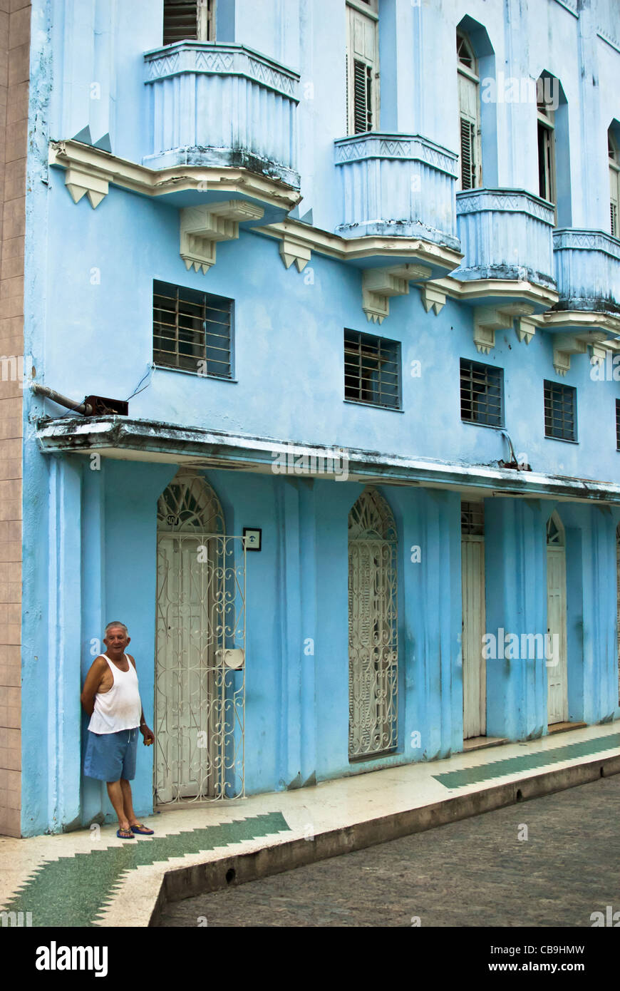 Owner standing outside Casa Particular in Santa Clara Stock Photo - Alamy