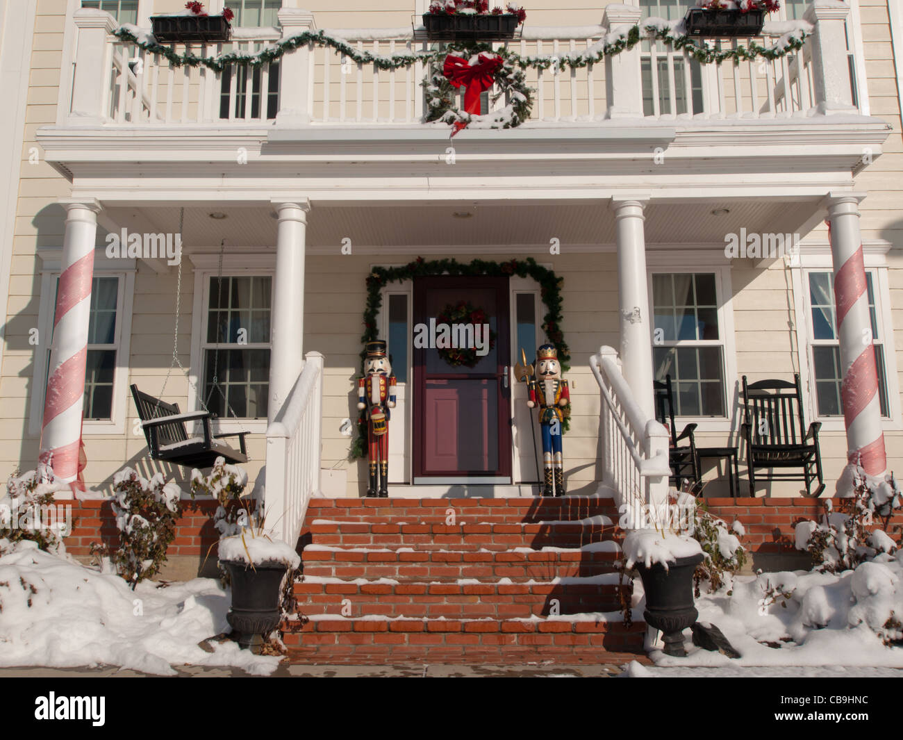 House decorated for winter holidays Stock Photo - Alamy