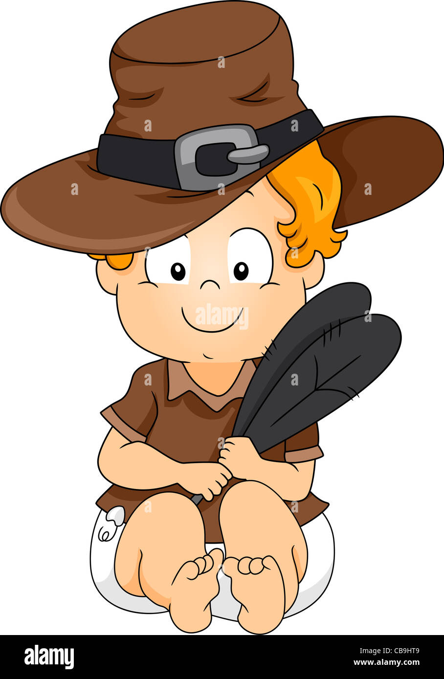 Illustration of a Baby Dressed as a Pilgrim Stock Photo - Alamy