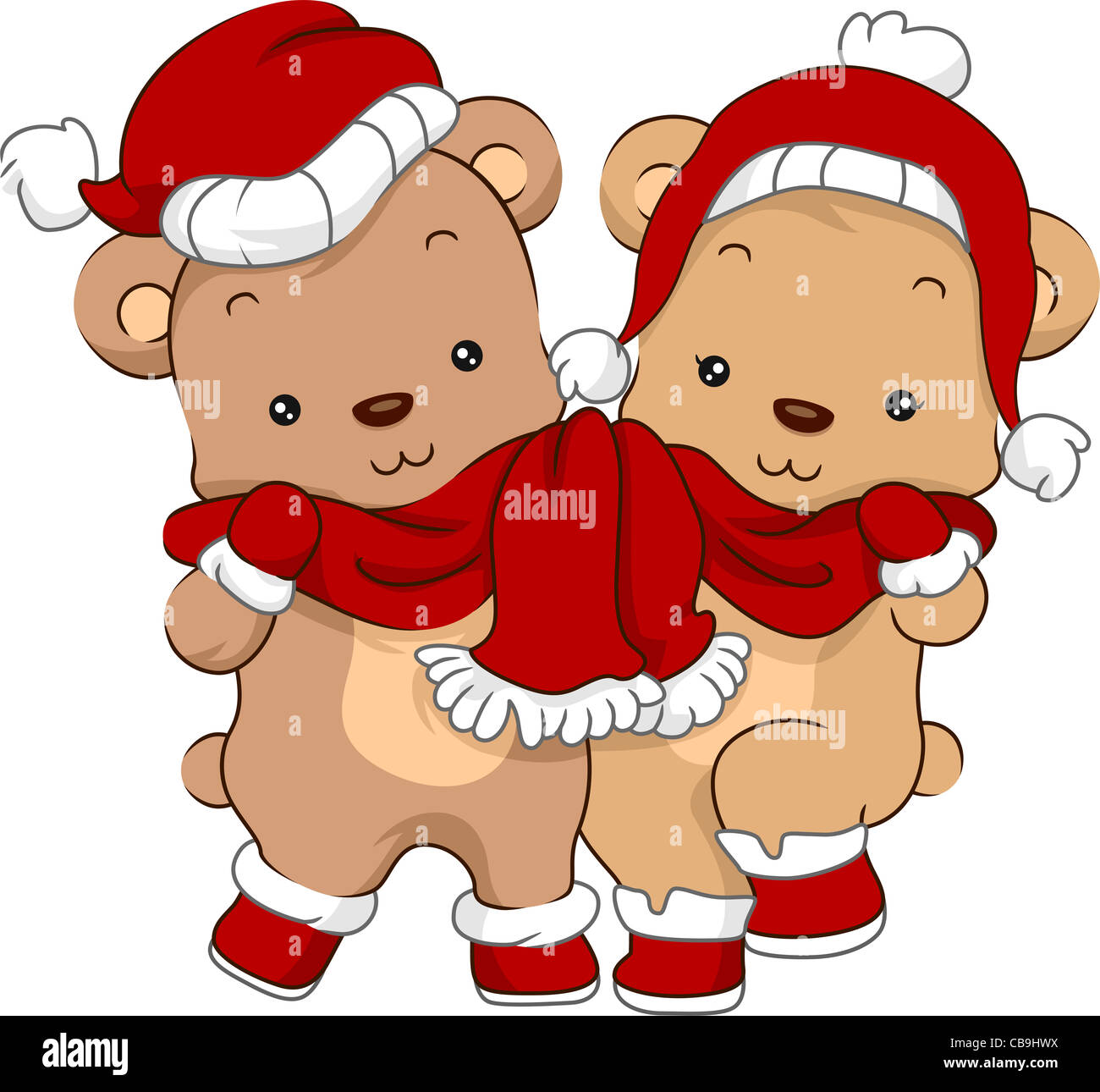 Illustration of a Cute Pair of Bears Wearing Christmas Costumes Stock ...