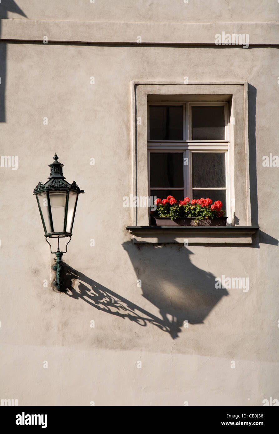 Prague - windows from house facade and flowers Stock Photo - Alamy
