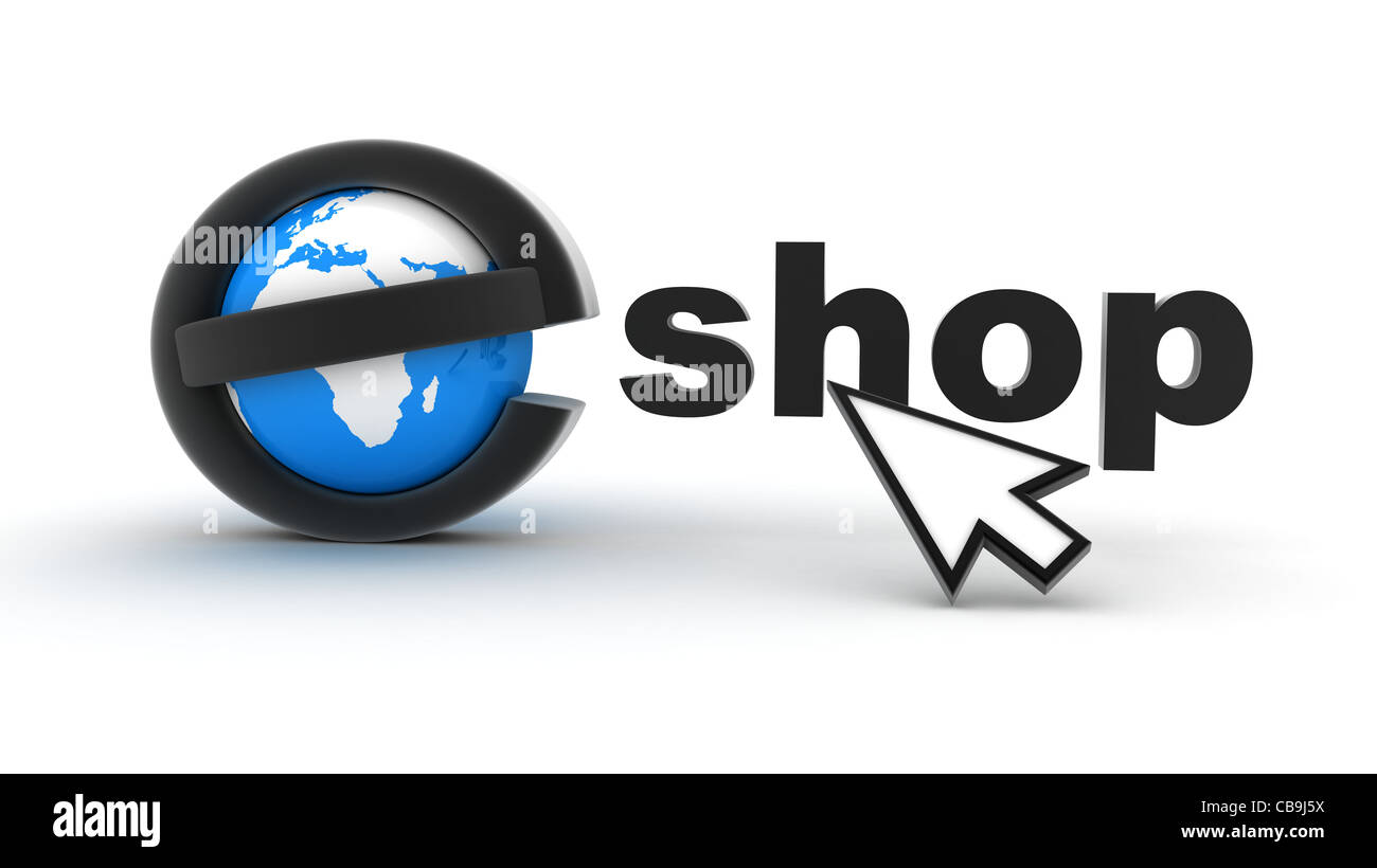 Symbol e-shop on white background (done in 3d Stock Photo - Alamy
